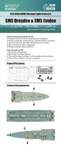 Flyhawk W35057 German WWI Light Cruisers SMS Dresden and SMS Emden (for Revell 05500)