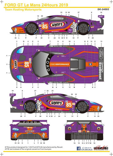 SK Decals 24093 Ford GT - Le Mans 24h 2019 (for Revell Kits)