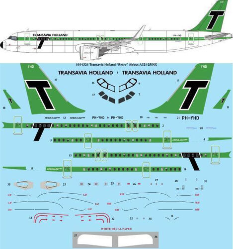 26 Decals 441324 Airbus A321-251NX Neo - Transavia Holland 'Retro' Laser Decal (for Revell Kits)