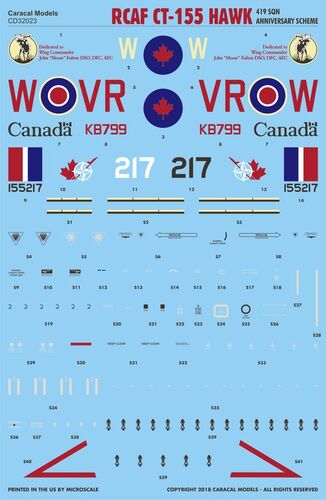 Caracal Models 32023 Royal Canadian Air Force CT-155 Hawk Decals
