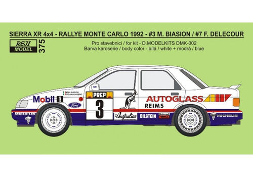 Rejimodel 375 Ford Sierra Cosworth 4x4 - 1992 Rally Monte Carlo - #3 Biasion / #7 Delecour (for D.Modelkits Kits)
