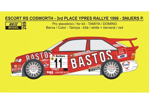Rejimodel 289 Ford Escort RS Cosworth - Bastos Rally Team Ypres Rally 1996 (Transkit / for Tamiya and Domino Kits)