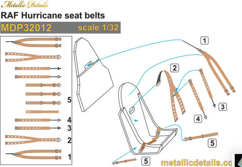 Metallic Details P32012 Hawker Hurricane - RAF Seat Belts