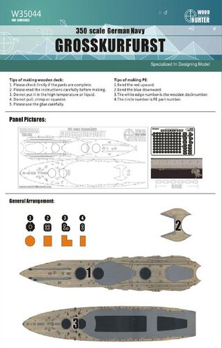 Flyhawk W35044 WWII German Battleship Grosskurfurst (for ICM S002 )