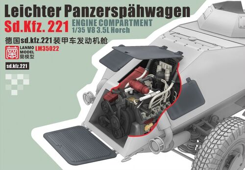 LANMO Model LM35022 Leichter Panzerspähwagen Sd.Kfz.221 engine compartment V8 3,5l Horch