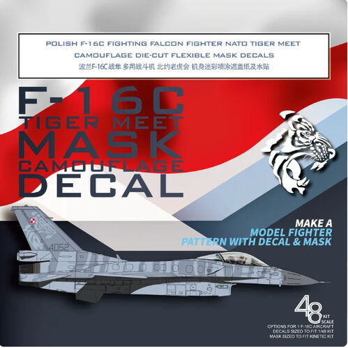 Galaxy-Model D48034 F-16 C Fighting Falcon in Polish AF - NATO Tiger Meet camouflage Die-cut Flexible Mask and Decals (for Kinetic 48076 Kit)