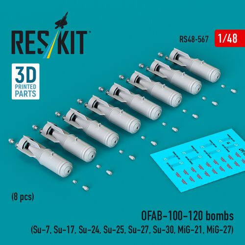 RES/KIT 48-0567 OFAB-100-120 Bombs (8 pcs / 3D Printed)