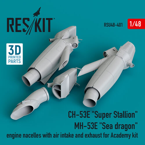 RES/KIT U48-0401 CH-53E 'Super Stallion', MH-53E 'Sea Dragon' Engine Nacelles With Air Intake And Exhaust For Academy Kit (3D Printed)