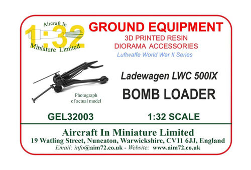 Aircraft In Miniature Ltd GEL32003 Ladewagen LWC 500IX - Luftwaffe WWII Bomb Loader - 3D-printed