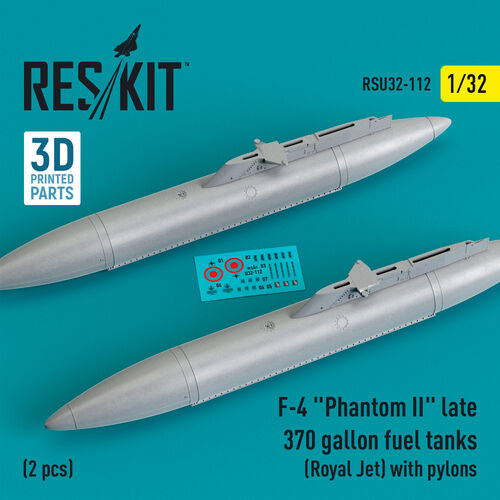 RES/KIT U32-0112 F-4 'Phantom II' Late 370 Gallon Fuel Tanks (Royal Jet) With Pylons (2 pcs)
