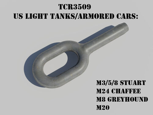 KARAYA TCR3509 Tow Cables For US Light Tanks And Armoured Cars M3 Late, M5, M8, M20, M24 With 3D Printed Ends (4pcs.) + 3x 3D Printed Browning M1919 .3 Cal Barrels