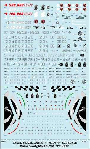 TAURO MODEL 72-579 Eurofighter EF-2000 Typhoon in Italian Service (2 Decal Sheets / 15 Versions)