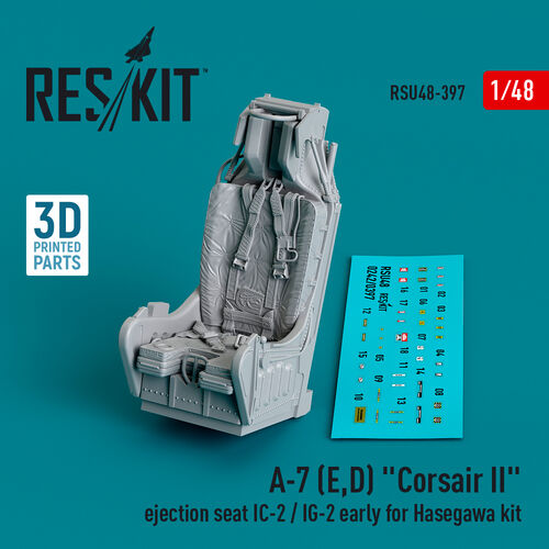 RES/KIT U48-0397 A-7 (E, D) 'Corsair II' Ejection Seat IC-2 / IG-2 Early For Hasegawa Kit (3D Printed)