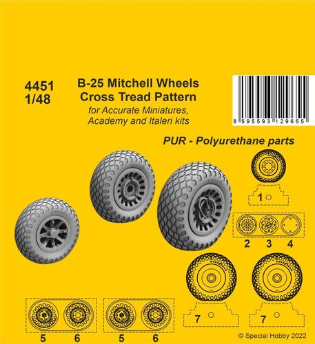 CMK K4451 B-25 Mitchell Wheels/ Cross Tread Pattern