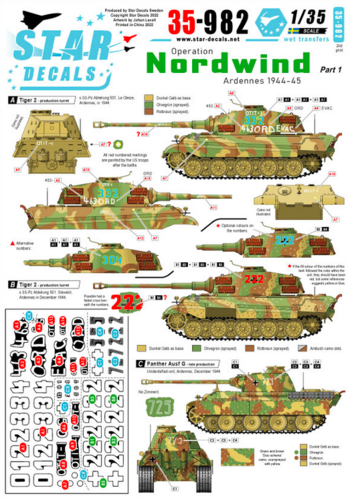 Star-Decals 35-982 Op Nordwind # 1. German Tanks in Ardennes. Tiger 2 and Panther G.