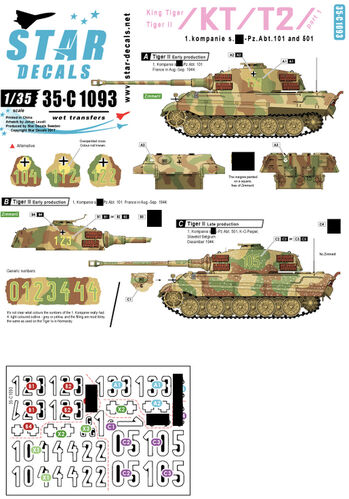 Star-Decals 35-C1093 King Tiger / Tiger II # 1. 1. Komp./ s.SS.Pz-Abt. 101/501.