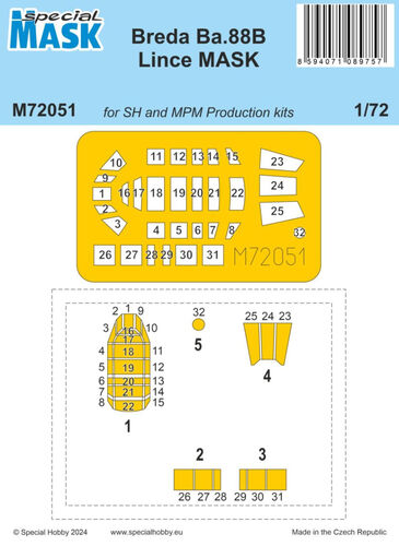 Special Hobby M72051 Breda Ba.88B Lince MASK (For Special Hobby And MPM Production Kits)