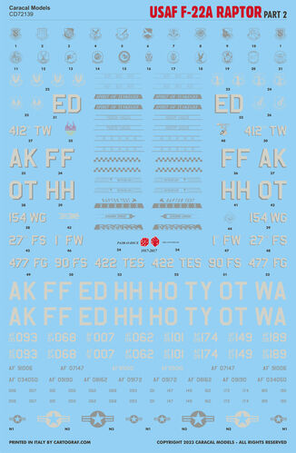 Caracal Models 72139 Lockheed-Martin F-22 Raptor - Part 2 (15 schemes)