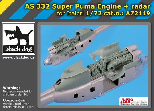 Black Dog A72119 AS 332 Super Puma engine + radar for Italeri