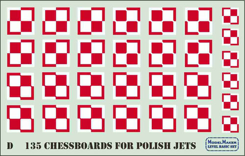 Model Maker Decals D72135 Polish Chessboards For Polish Jets MiG-21, MiG-29, Su-22, F-16 And Others