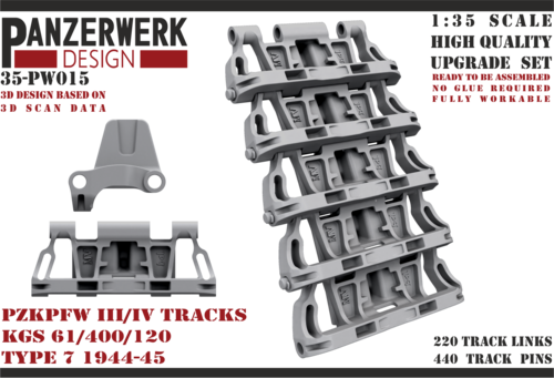 Panzerwerk Design 35-PW015 PzKpfw III/IV Tracks KGS 61/400/120 Type 7 With Cleats 1945