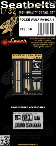 HGW Models 132656 Focke-Wulf Fw-190 A-4 - Seatbelts (designed to be used with Zoukei-Mura kits)