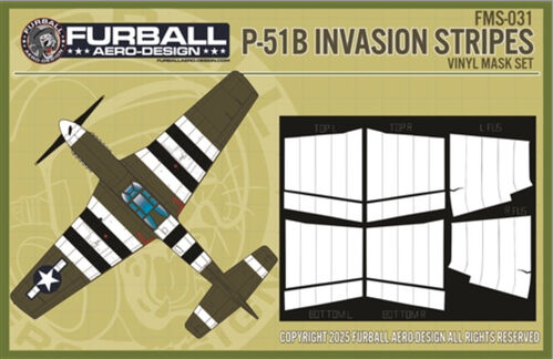 Furball Aero-Design FMS031 North American P-51 B Invasion Stripes Masks (for Eduard and Tamiya Kits)