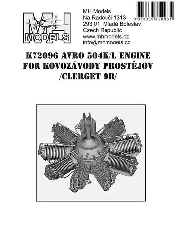 MH Models K72096 Avro 504K/L Engine For Kovozávody Prostějov (Clerget 9B)