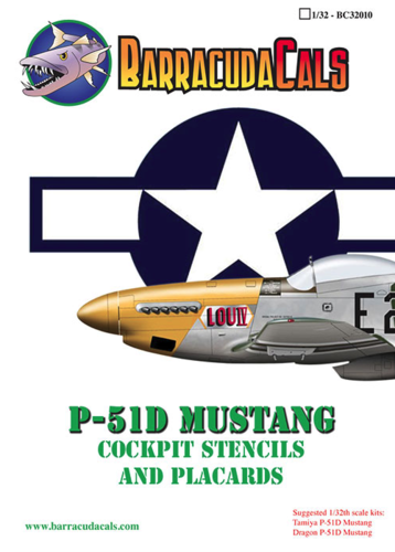 Barracuda Studios C32010 P-51D Mustang Cockpit Stencils and Placards
