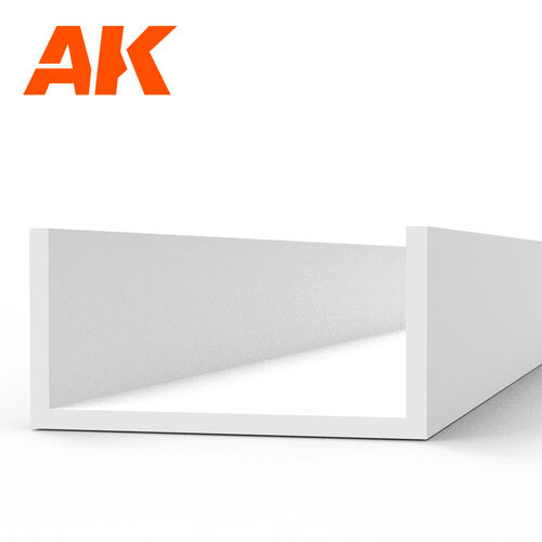 AK-Interactive 6558 U Channel 6.0 width x 350mm - STYRENE U CHANNEL – (1 UNITS)