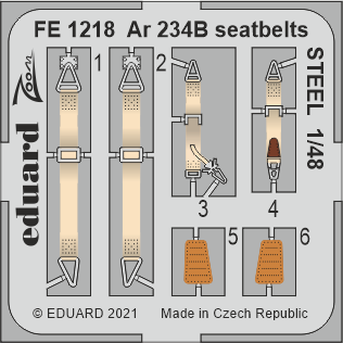 Eduard FE1218 Ar 234B seatbelts STEEL HASEGAWA/HOBBY 2000