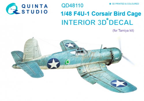 Quinta Studio QD48110 F4U-1 Corsair Bird cage 3D-Printed and coloured Interior on decal paper
