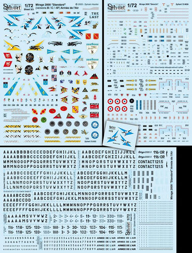 Syhart Decal 72-922 Mirage 2000 'Standard' (Blue Mirage: B/C/-5F) Armée De l'Air