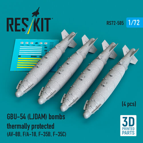 RES/KIT 72-0505 GBU-54 (LJDAM) Bombs Thermally Protected (4pcs) (AV-8B, F/A-18, F-35B, F-35C) (3D Printed)