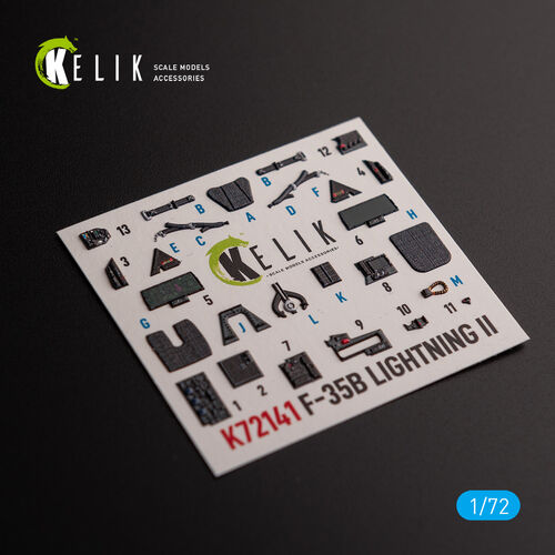 KELIK K72141 F-35B - Interior 3D Decals For Tamiya Kit