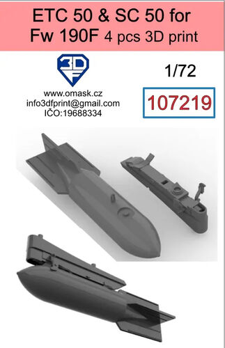 3DF 107219 ETC 50 And SC 50 For Fw-190 F (4pcs)