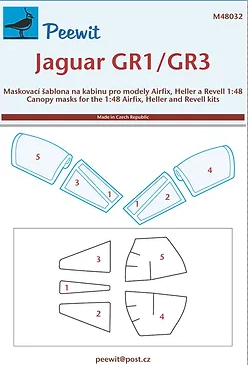 Peewit 48032 Sepecat Jaguar GR.1 / GR.3 - Canopy Mask (for Airfix, Heller and Revell kits)