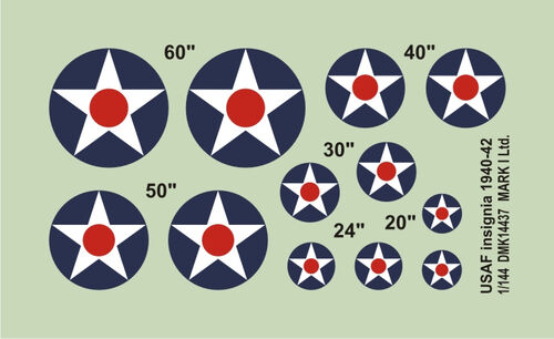 Mark I Decals DMK14437 USAAC/USAAF Insignia - 1940-1942 (2 sheets)