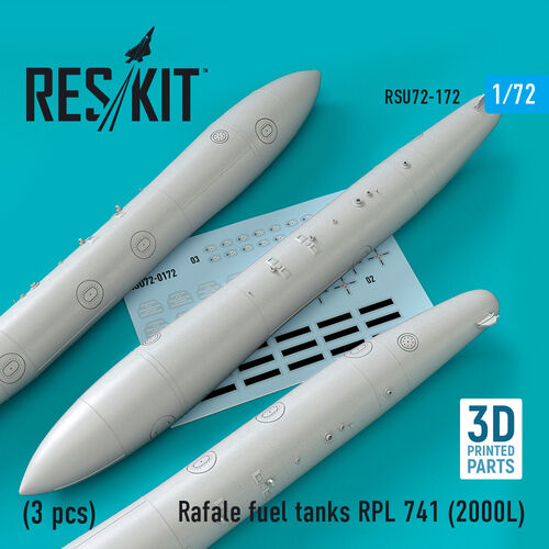 RES/KIT U72-0172 Rafale Fuel Tanks RPL 741 (2000L) (3 pcs) (3D Printing)