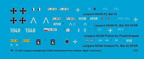 Peddinghaus-Decals 3407 4 Leopard Tanks 2 A5/A6 Germany, Poland, Netherlands