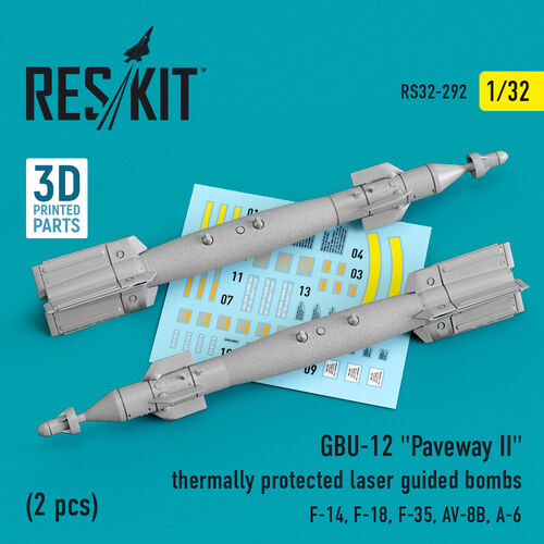 RES/KIT 32-0292 GBU-12 'Paveway II' Thermally Protected Laser Guided Bombs (2pcs) (F-14, F-18, F-35, AV-8B, A-6)