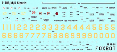 FOXBOT 48-011 Stencils for Curtiss P-40E/M/K