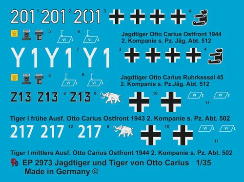 Peddinghaus-Decals 2973 Jagdtiger And Tiger I Of Otto Carius