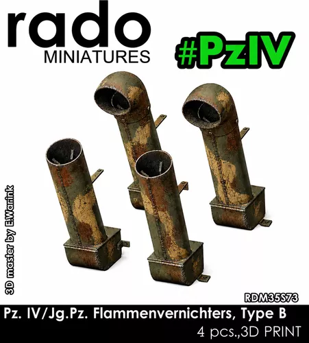 Rado Miniatures 35S73 Flammenvernichters Type B for Panzer IV Series (4 pcs / 3D Printed)