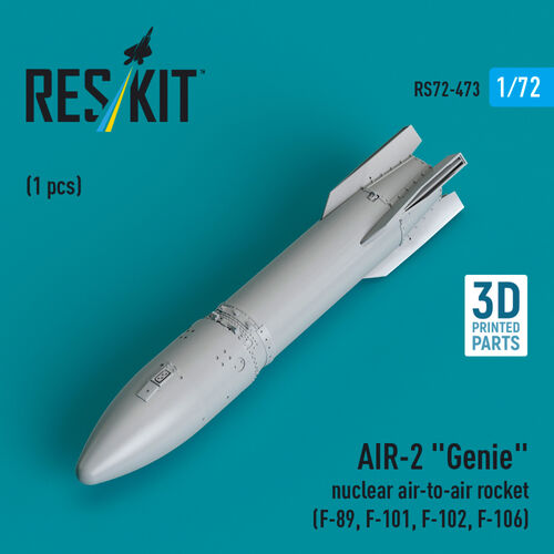 RES/KIT 72-0473 AIR-2 'Genie' Nuclear Air-To-Air Rocket (1 pc) (F-89, F-101, F-102, F-106) (3D Printed)