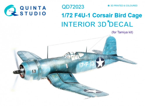 Quinta Studio QD72023 F4U-1 Corsair Bird cage 3D-Printed and coloured Interior on decal paper