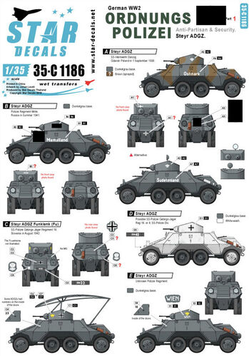 Star-Decals 35-C1186 Ordnungs Polizei # 1. ADGZ 8x8 Armoured Car. Anti Partisan and security service.