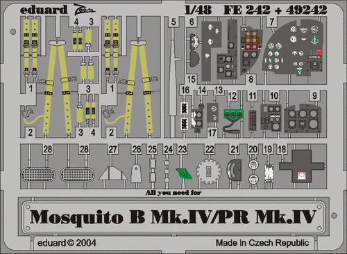 Eduard FE242 Mosquito B.Mk.IV/PR Mk.IV TAMIYA 61066
