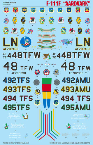 Caracal Models 48234 General-Dynamics F-111F Aardvark Decals Set