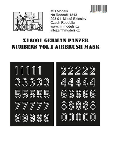 MH Models X16001 German Panzer Numbers Voume I - Airbrush Mask